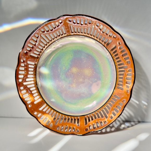 Vintage | Accents | Made In Bavaria Orange Edge Lusterware Lacey Bowl | Poshmark